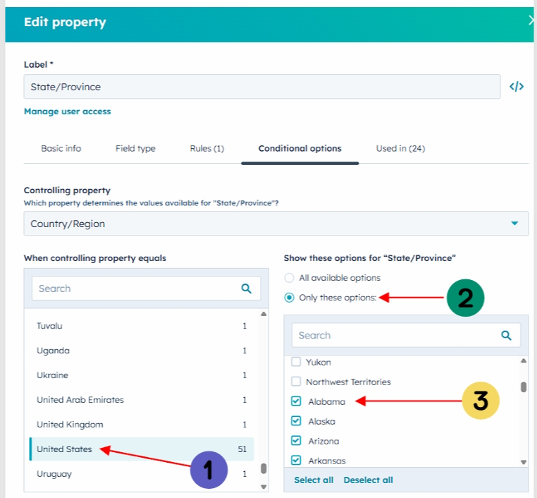 Using Conditional Logic for Enumeration Properties in HubSpot